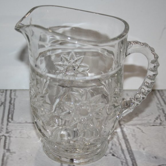 Vintage | Kitchen | Vintage Mini Glass Pitcher With Sun Etching 55 Tall ...